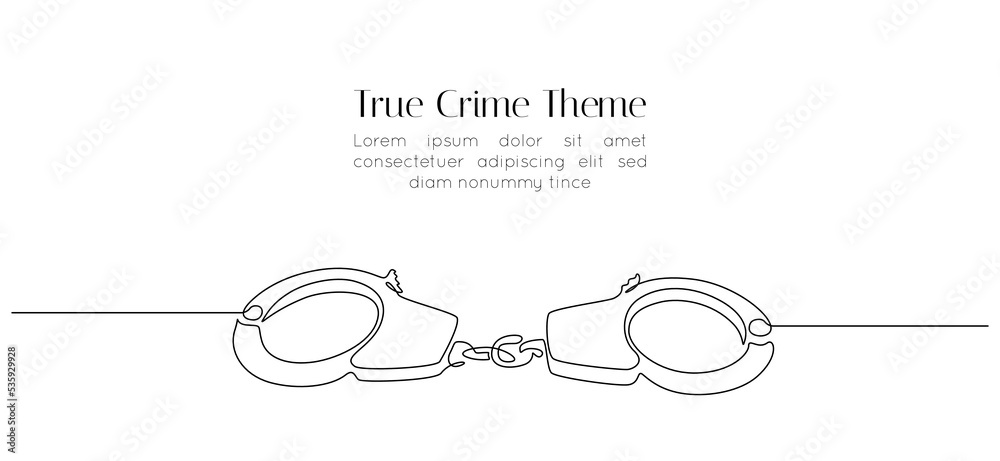 Handcuffs in one continuous line drawing. Symbol of police justice and ...