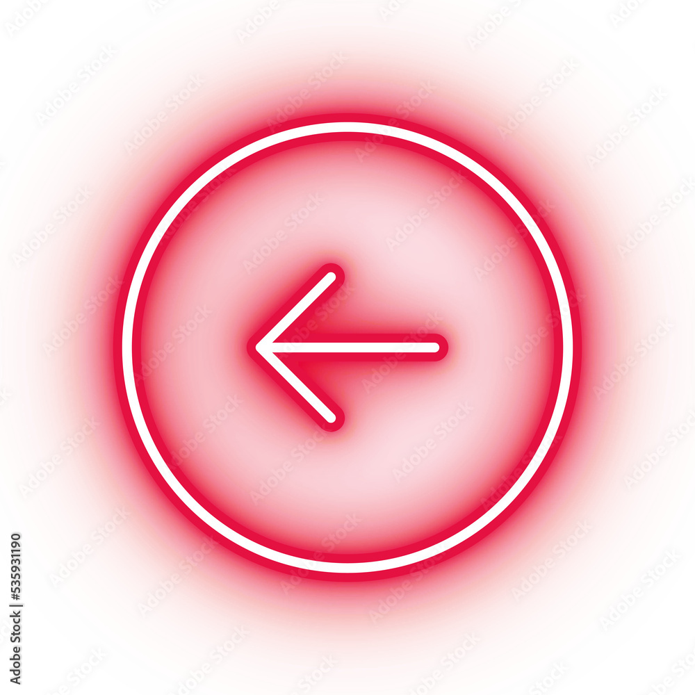 Neon red arrow icon, glowing button icon on transparent background ...