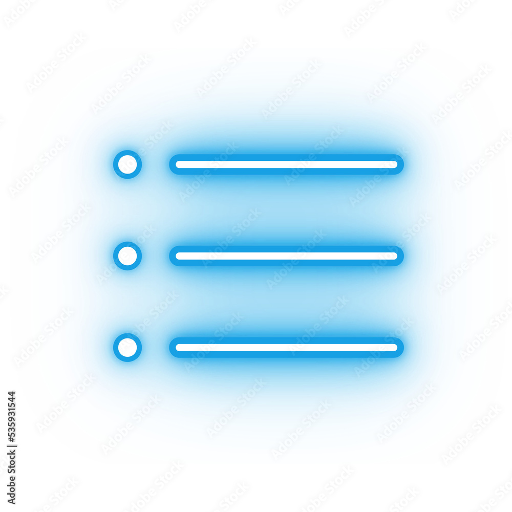 Neon blue bullet point icon, glowing dot points icon on transparent ...