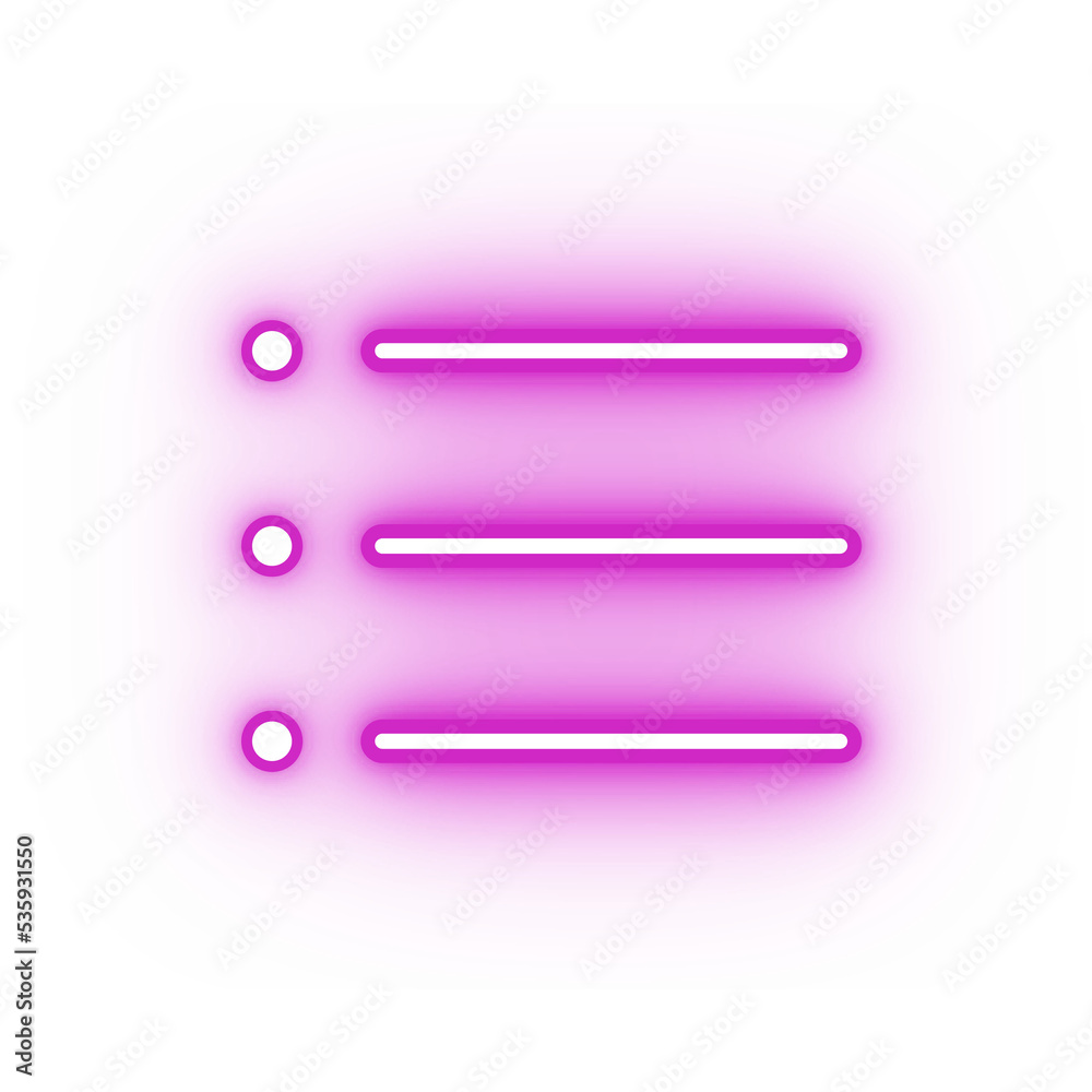 Neon pink bullet point icon, glowing dot points icon on transparent ...