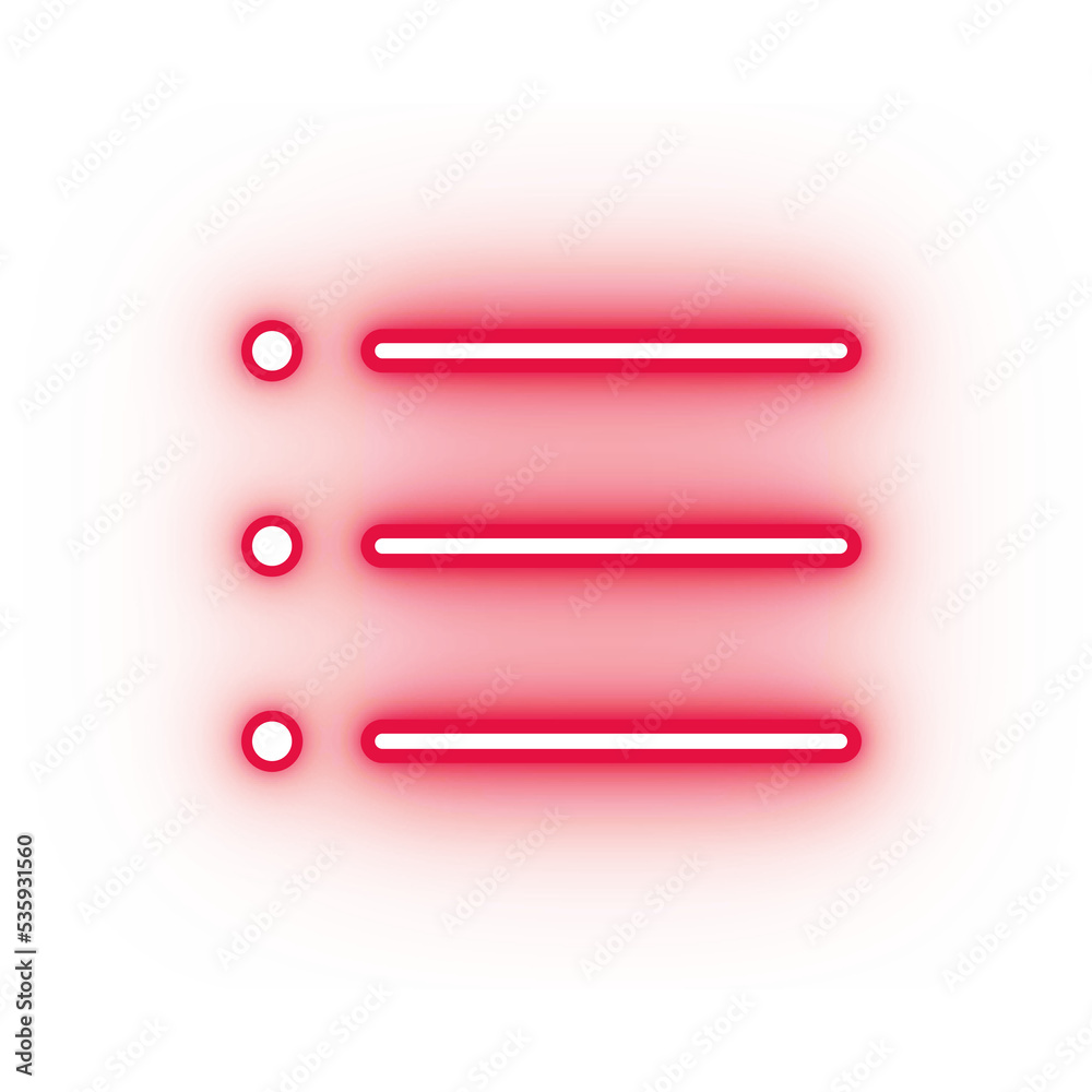 Neon red bullet point icon, glowing dot points icon on transparent ...