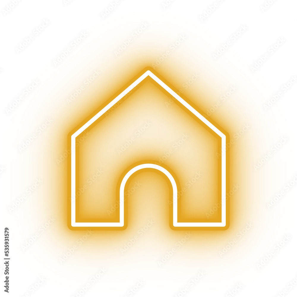 Neon yellow house icon, glowing homepage icon on transparent background ...