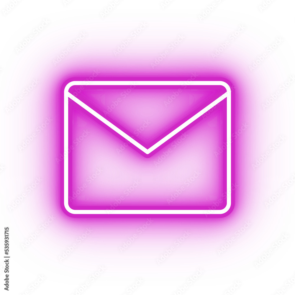 Neon pink envelope icon, glowing mail icon on transparent background ...