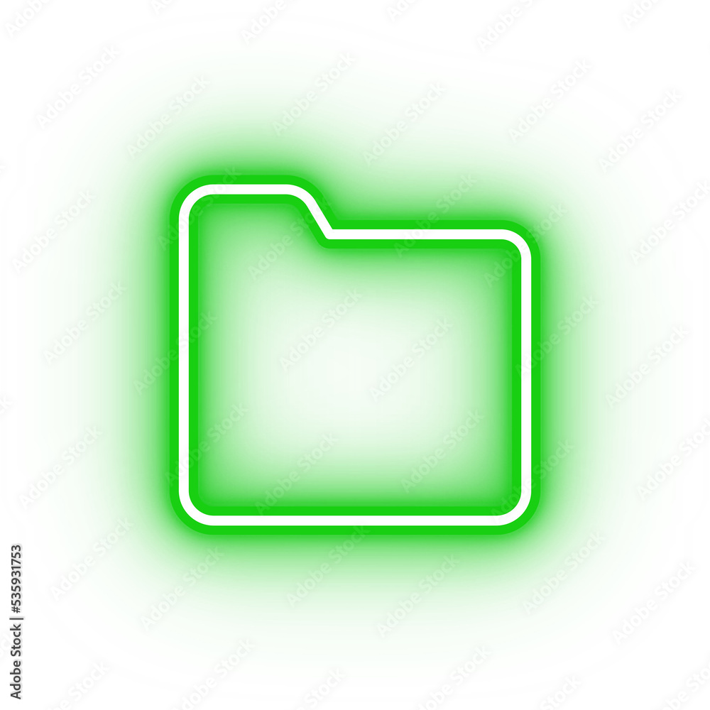 Neon green file icon, glowing folder icon on transparent background ... Neon green file icon, glowing folder icon on transparent background ...