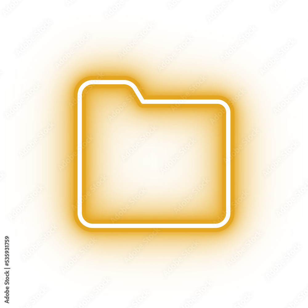 Neon yellow file icon, glowing folder icon on transparent background ...