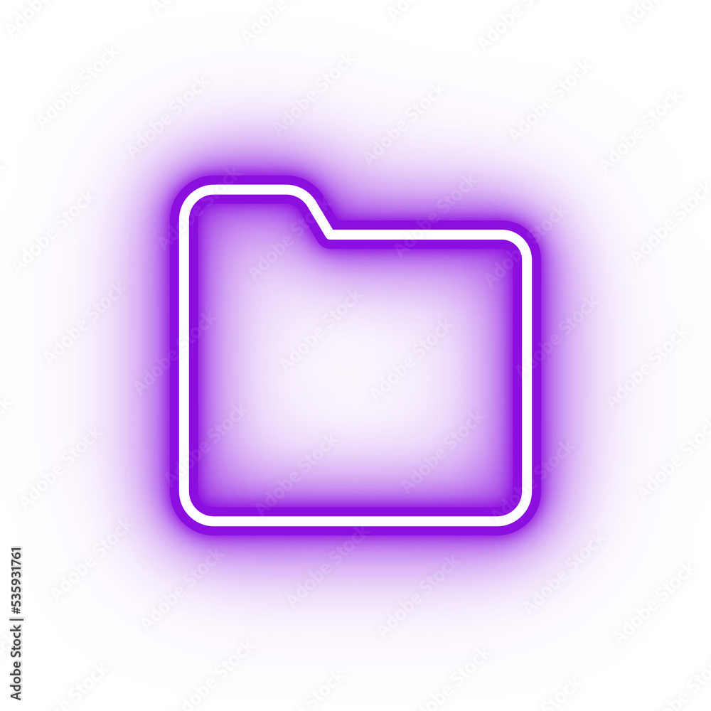 Neon purple file icon, glowing folder icon on transparent background ...