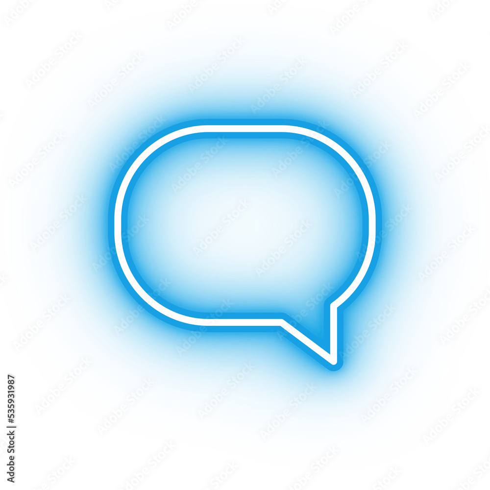Neon blue speech bubble icon, glowing speak icon on transparent ...