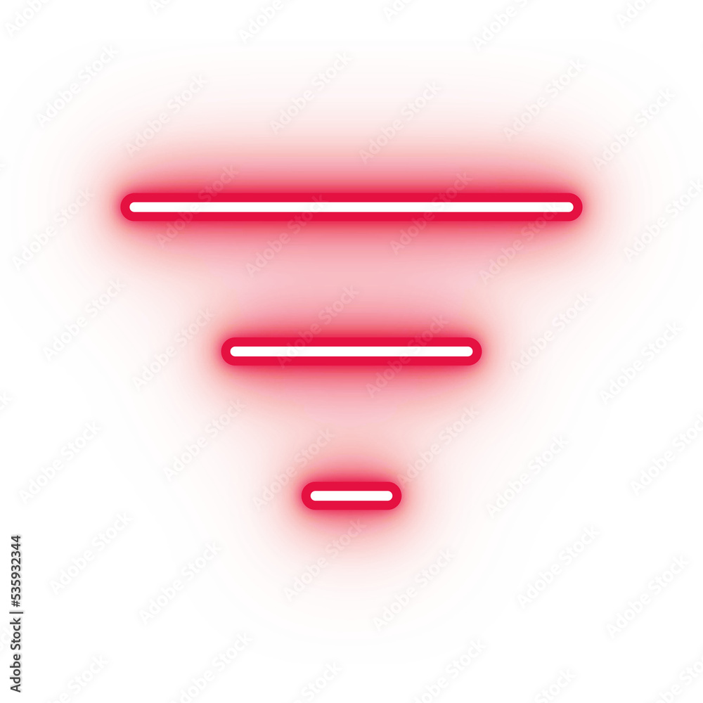 Neon red document format icon, glowing centre icon on transparent ...