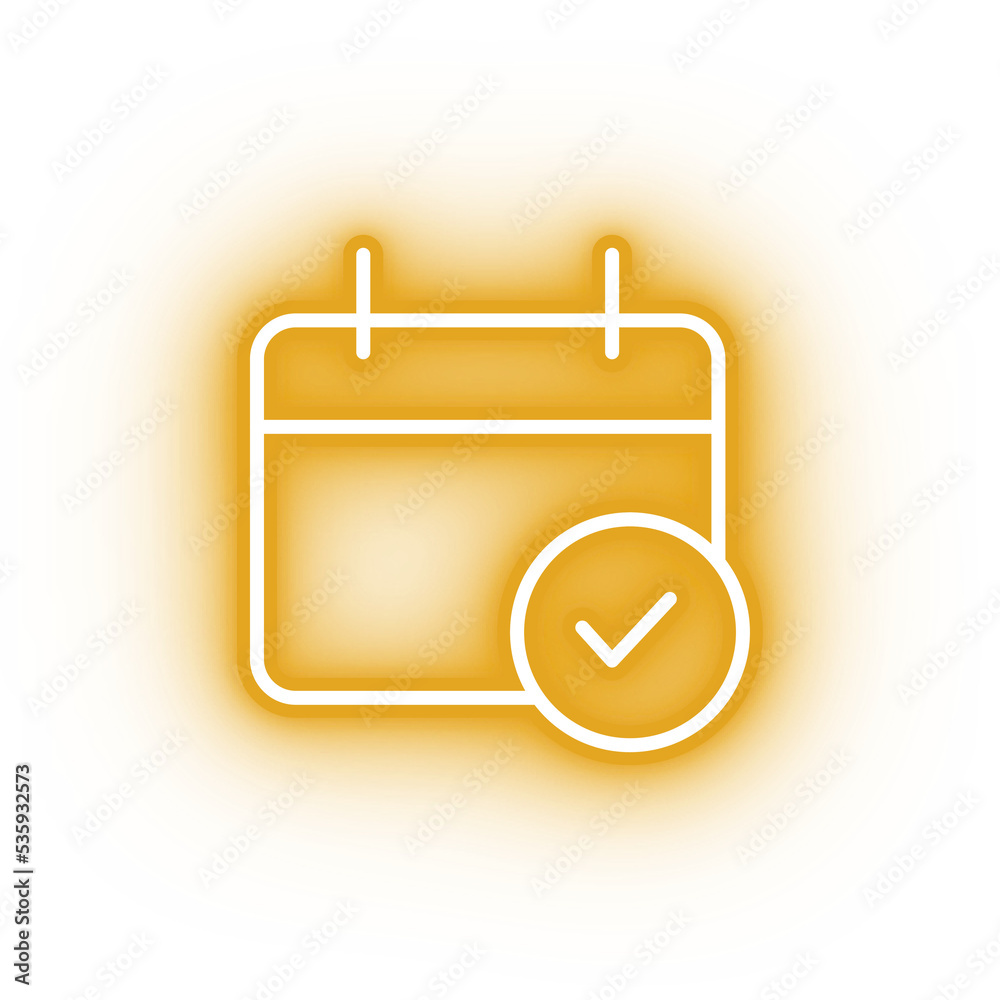 Neon yellow calendar icon, glowing calendar icon on transparent ...