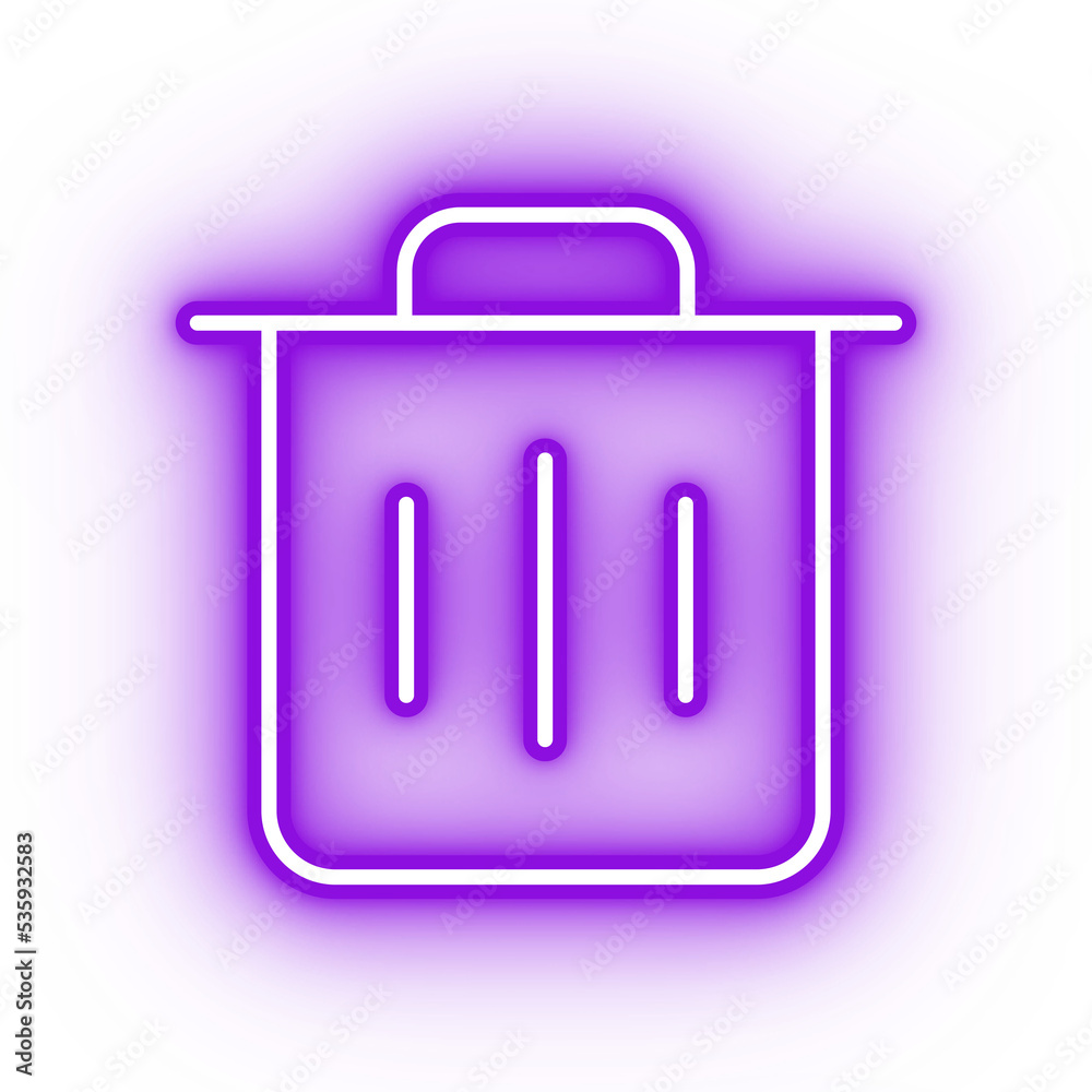 Neon purple trash can icon, glowing rubbish bin icon on transparent ...