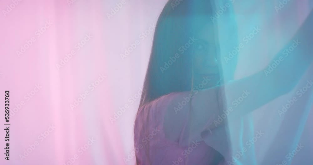 Beauty, fashion and fabric with a woman or model in studio, sensual ...