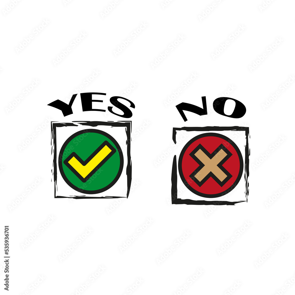 Yes no signs, great design for any purposes. Cross symbol. Vector ...