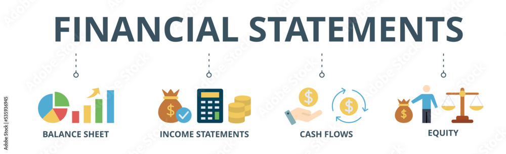Financial statements banner web icon vector illustration concept with ...