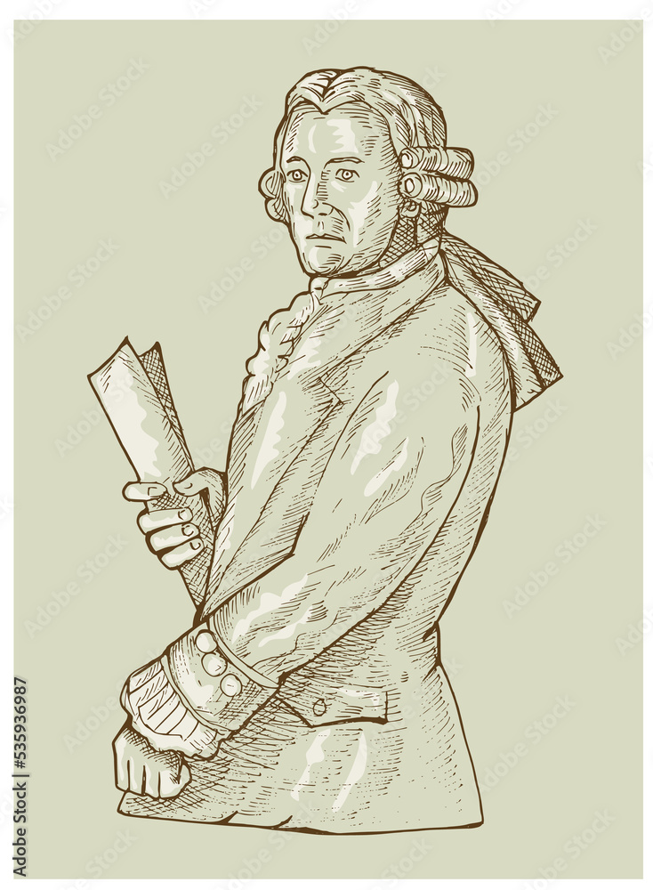 hand sketch illustration of a 17th century gentleman or aristocrat ...