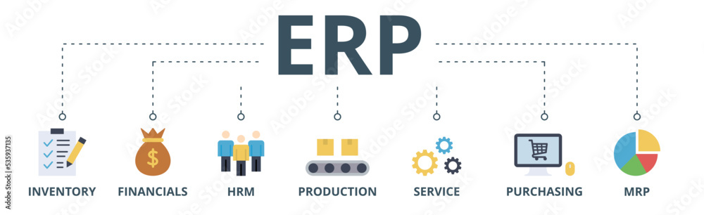 ERP banner web icon vector illustration concept for enterprise resource ...