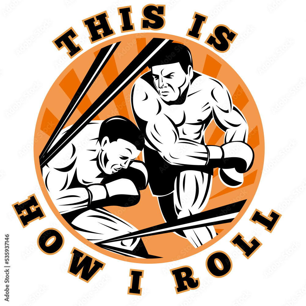 illustration of a Boxer connecting a knockout punch set inside a circle ...