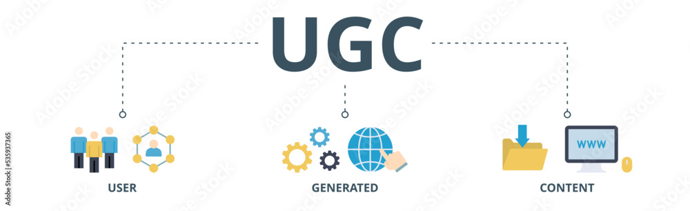 UGC banner web icon vector illustration concept for user-generated ...