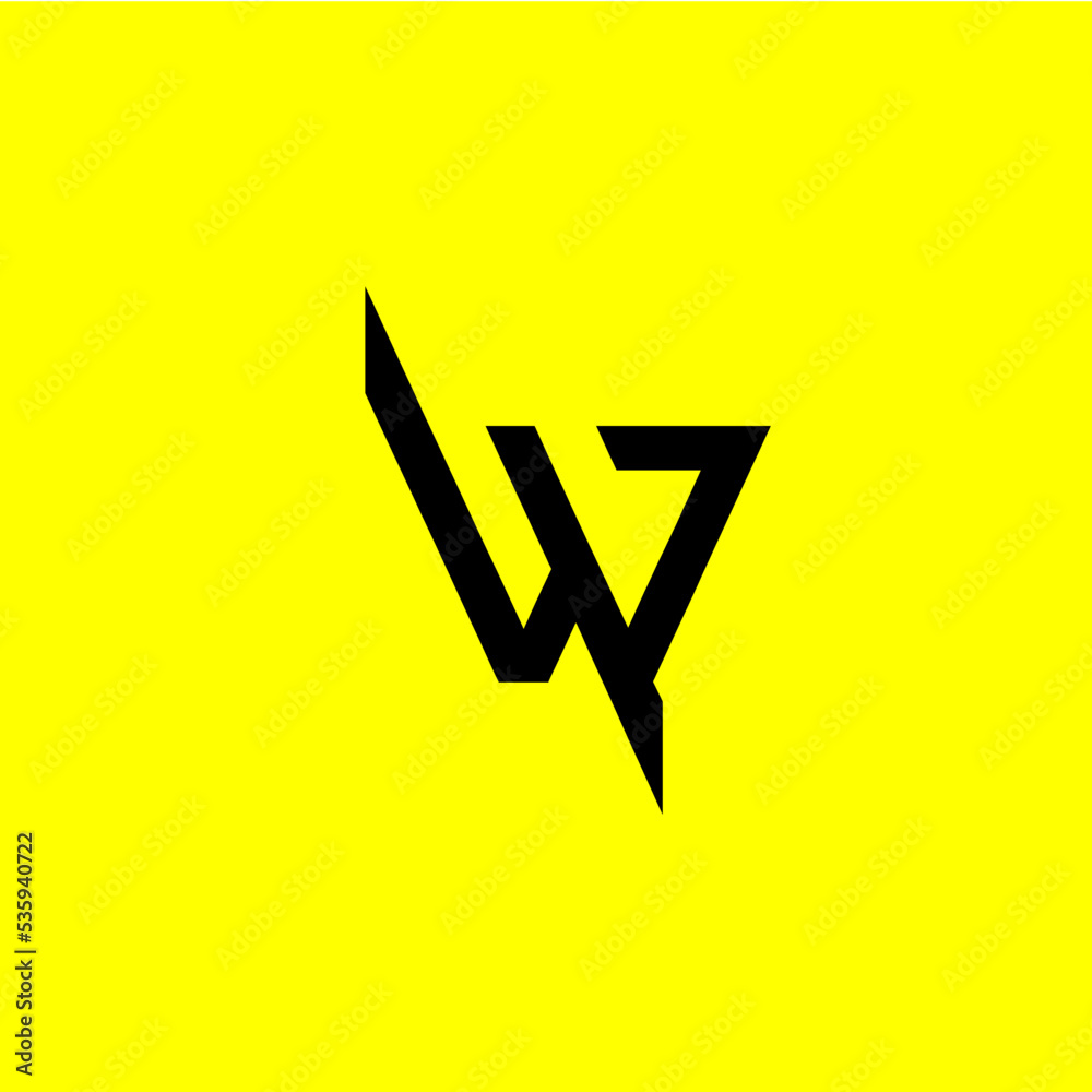 Logo icon simbol vector letter "W" background yellow Stock Vector ...