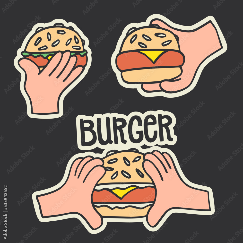 Hand drawn burger vector doodle. Hamburger sketch illustration for ...
