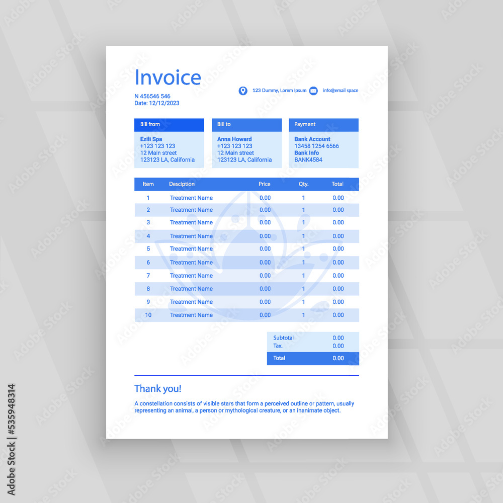 simple professional business invoice template Stock Vector | Adobe Stock