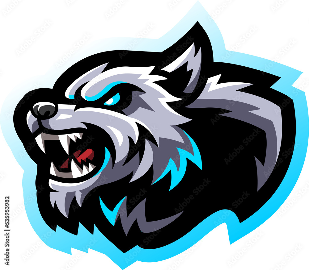 Wild wolf head esport mascot Stock Illustration | Adobe Stock
