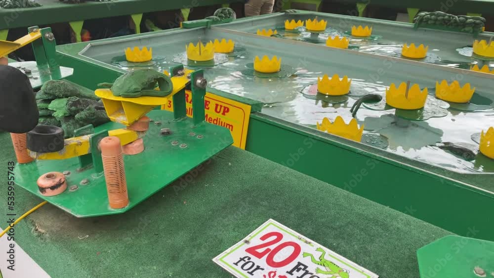 The rubber Frog Bog Carnival Game rubber hammer catapult jump to water ...