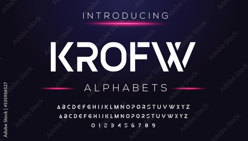 KROFW Sport and action technology typography alphabet fonts with bold ...