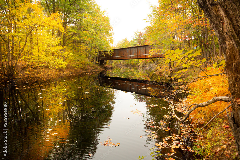 Rail trail bridge over the Blackwater River in New Hampshire. Stock ...