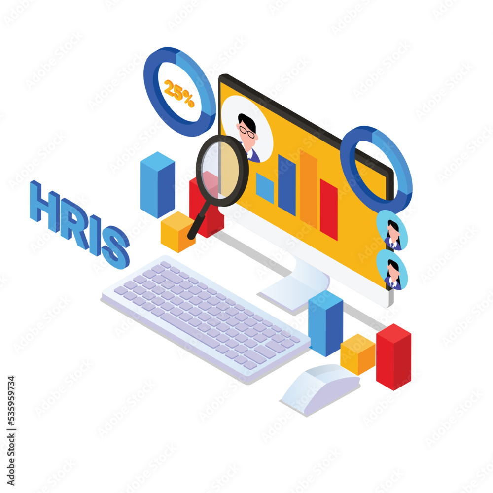 human resources information system HRIS 3d isometric vector ...