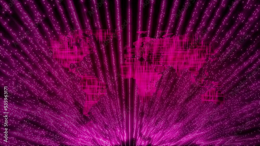 pink color world map on background. Grid line world map news background ...