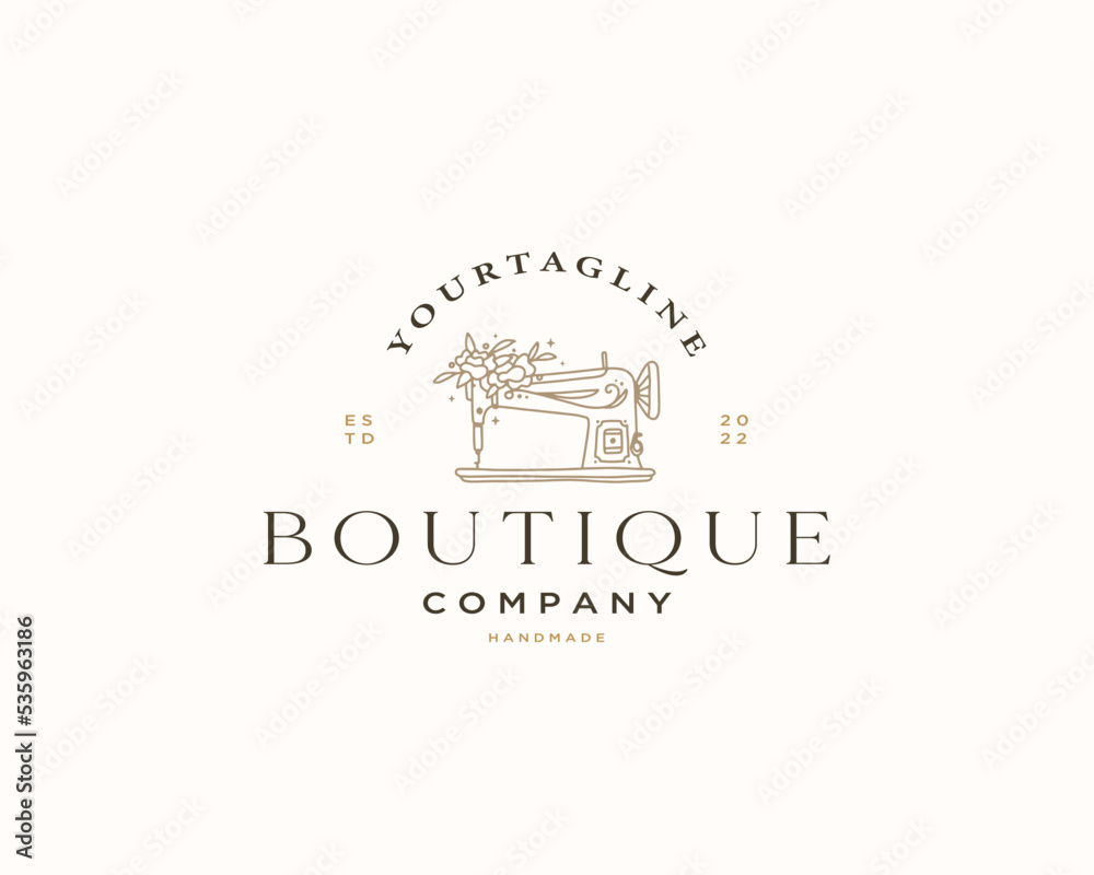 Hand Drawn Tailor Logo Template, Knitting Logo, Sewing Logo, Clothing ...