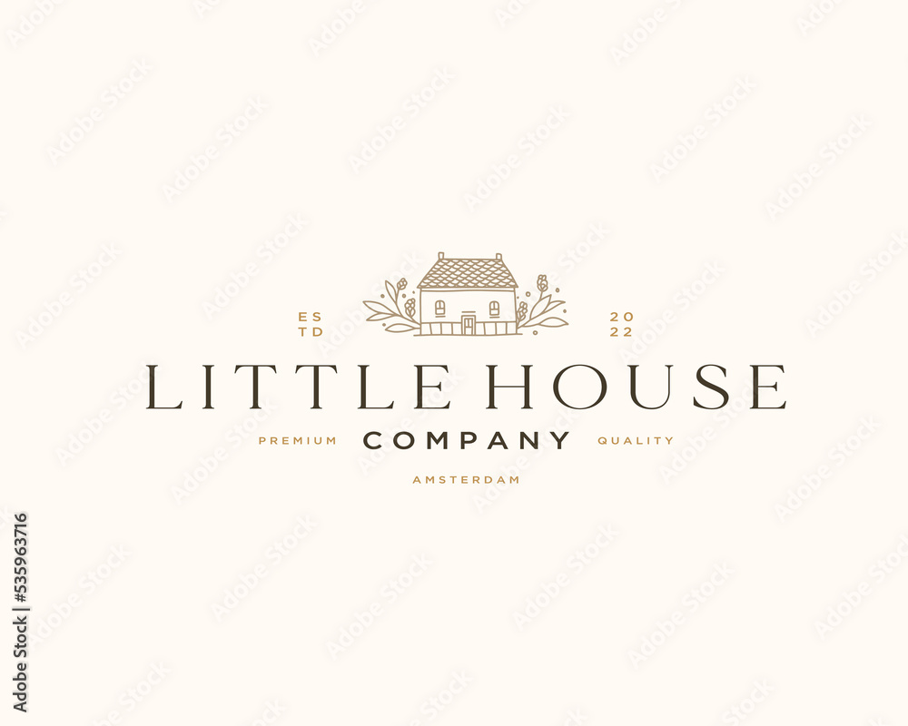 Hand Drawn Little House Logo Template Stock Vector | Adobe Stock