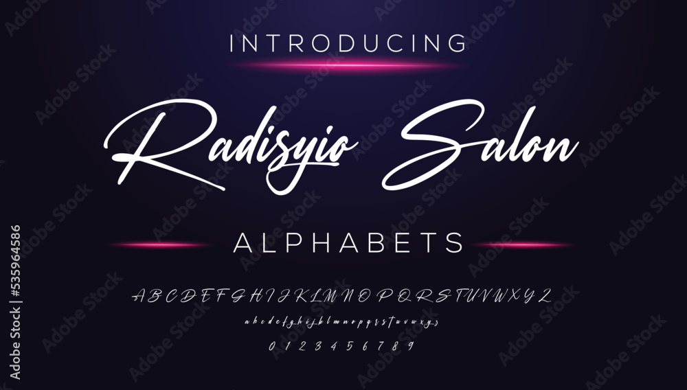 RADISYIO SALON Hand drawn calligraphic vector mono line font. Distress signature letters. Modern ...