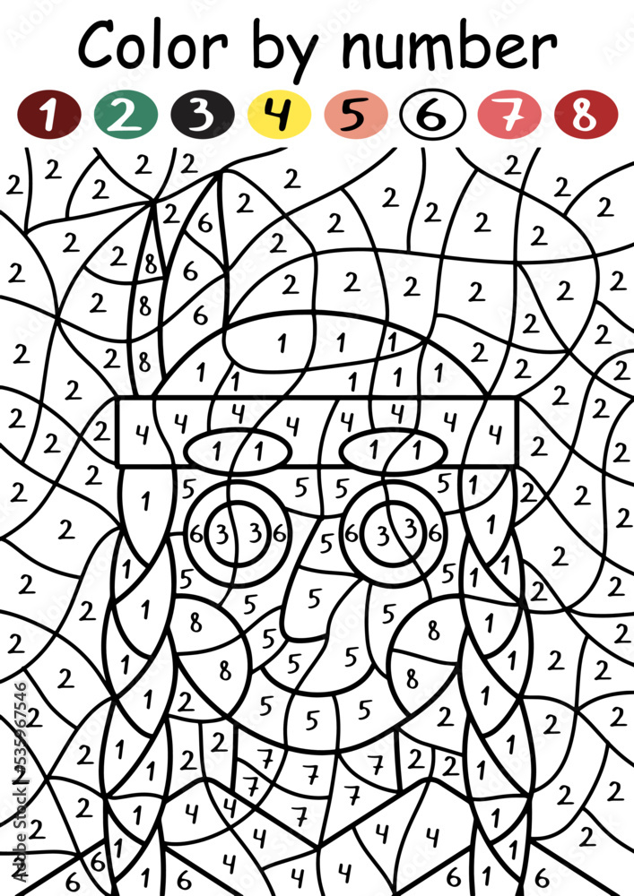 Funny cartoon native american boy color by number game vector ...