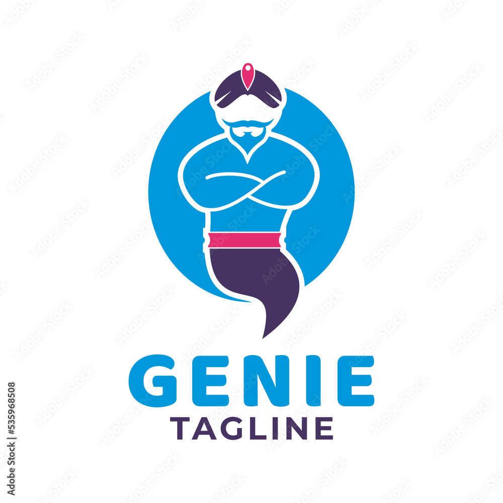 genie cartoon vector graphic. blue genie mascot template illustration ...
