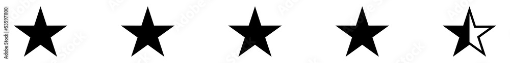 Five (5) Star Sign. Star Rating Icon Symbol for Pictogram, Apps ...