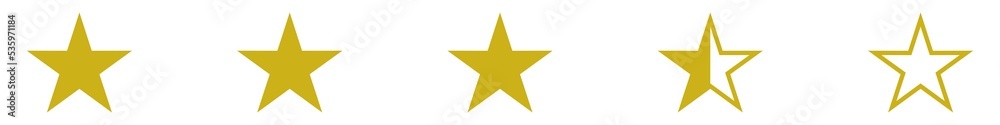 Five (5) Star Sign. Star Rating Icon Symbol for Pictogram, Apps ...