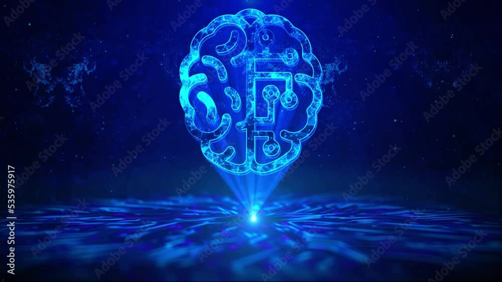 Brain Technology Text with HUD Rotation Digital Technology interface Sci Fi Hologram Cyberspace ...