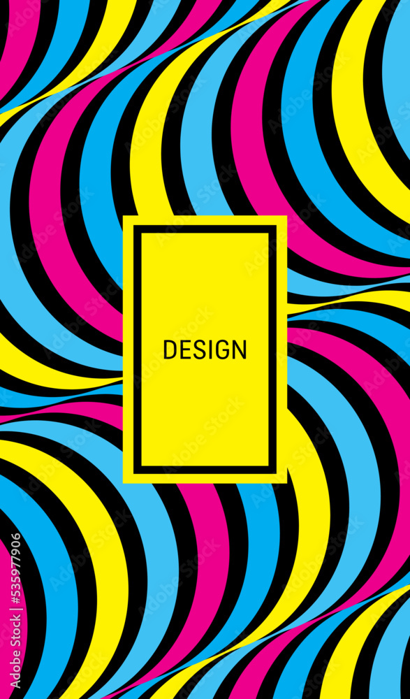 Abstract dynamic template with wavy curved ribbons. Modern cover design ...