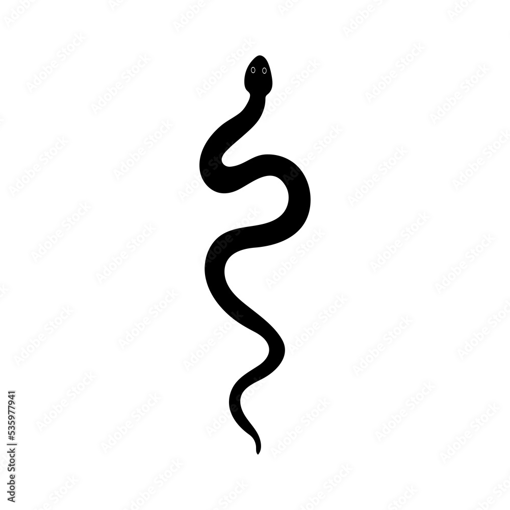 Black silhouette snake. Isolated symbol . Abstract sign snake Stock ...