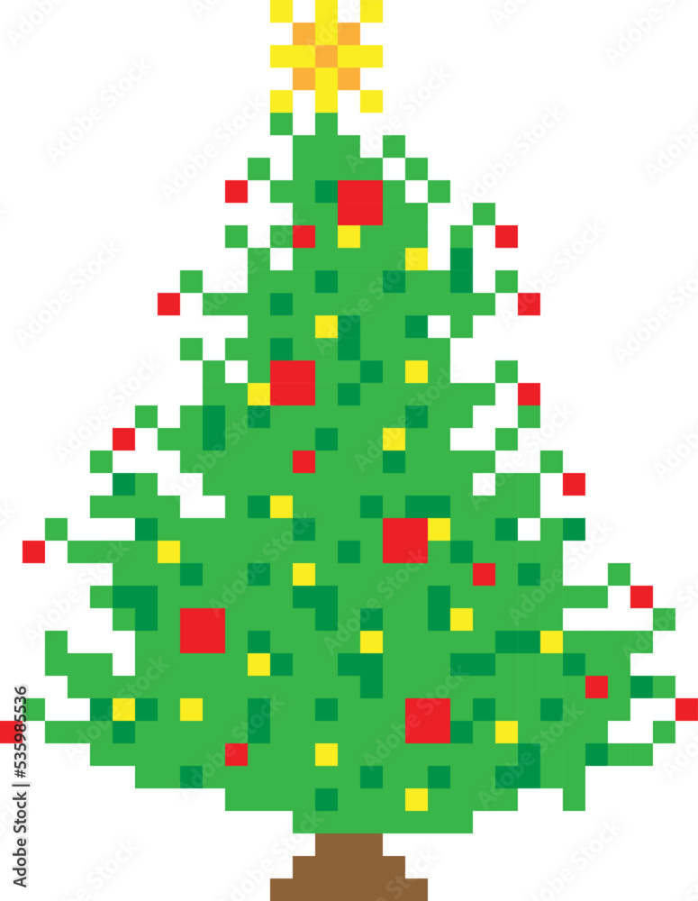 Christmas pixel art on a white background. Pixel art. Vector ...