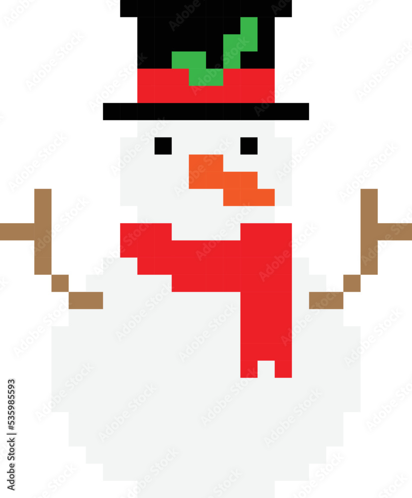 snowman pixel art. vector illustration. Stock Vector | Adobe Stock