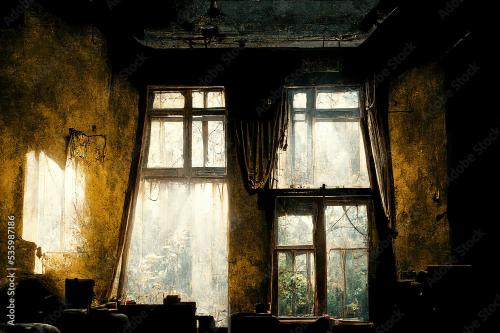 Fantasy illustration of a communist apartment. Moody, cinematic ...