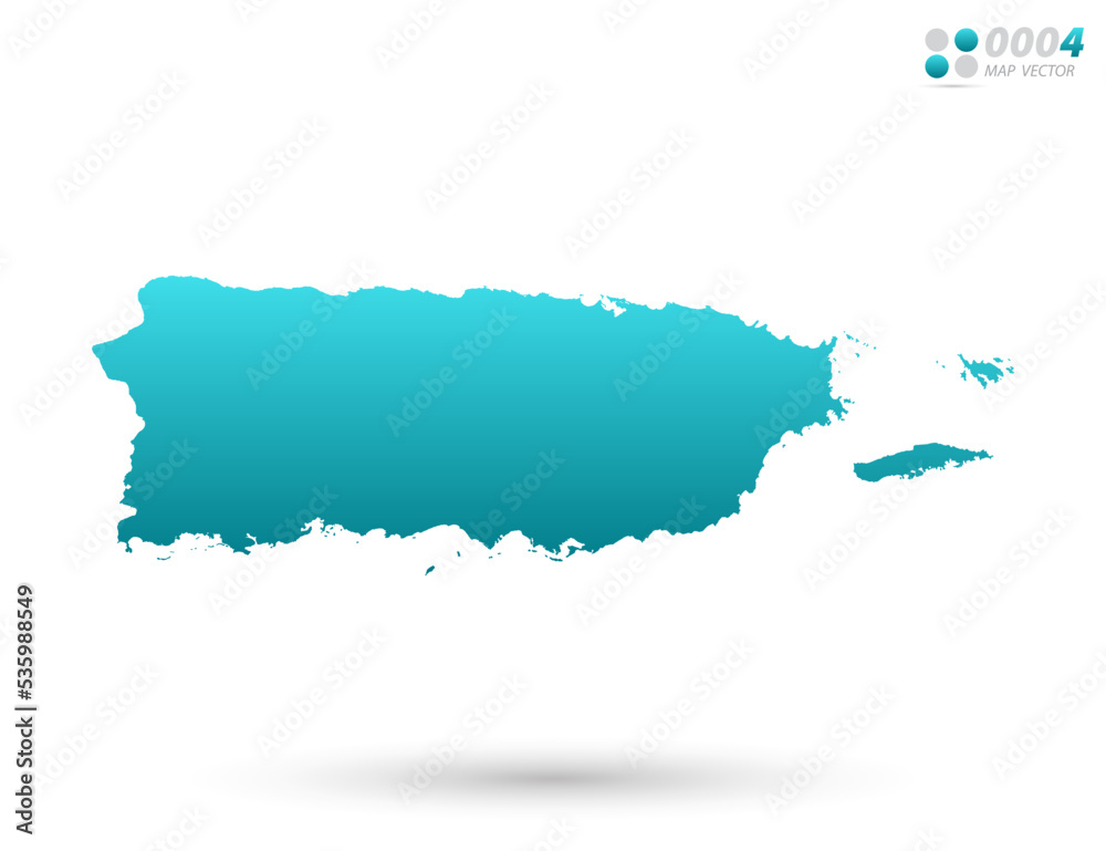 Vector blue gradient of Puerto Rico map on white background. Organized ...