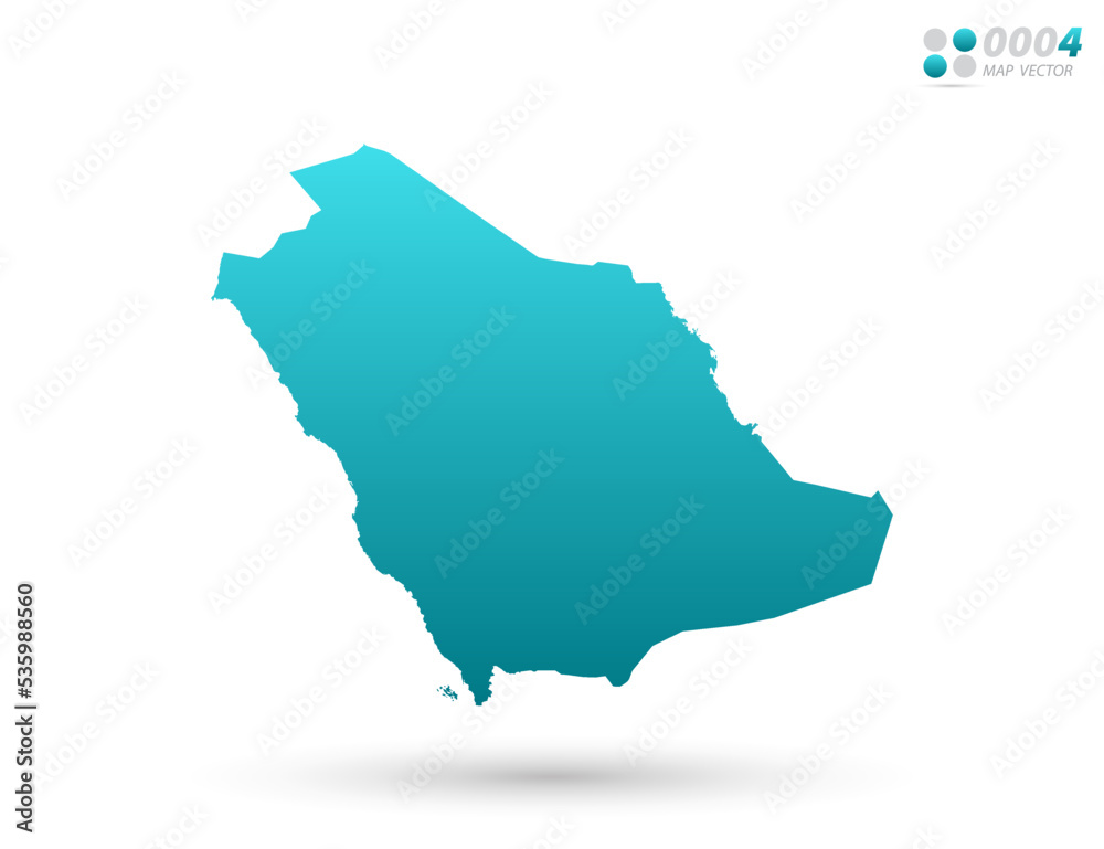 Vector blue gradient of Saudi Arabia map on white background. Organized ...