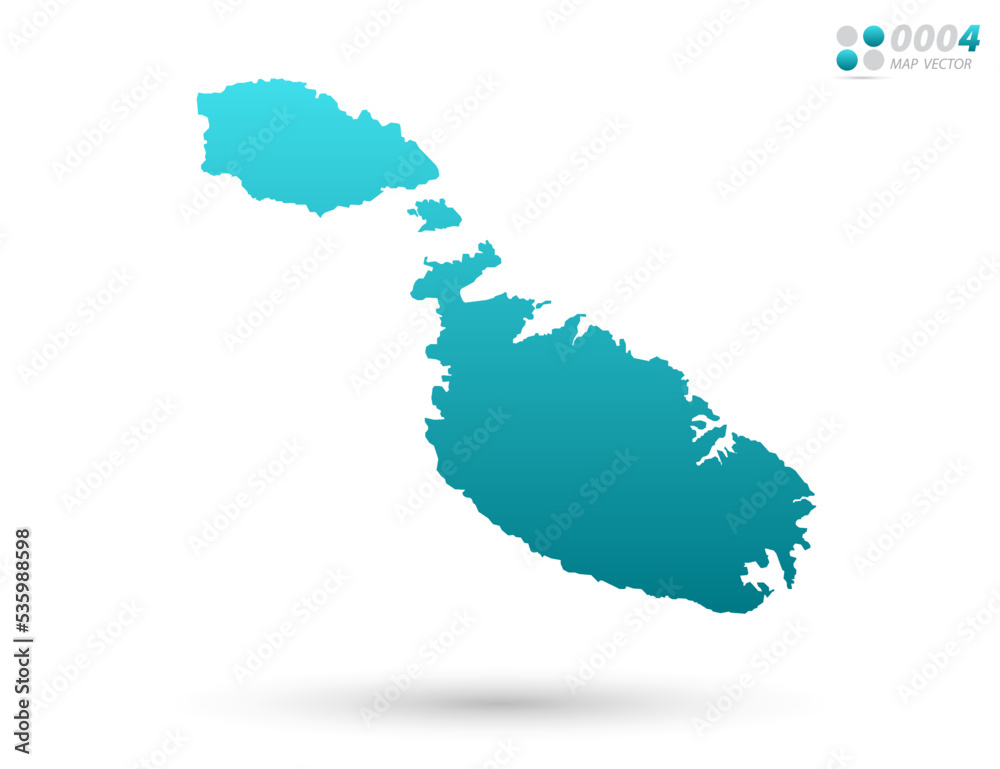 Vector blue gradient of Malta map on white background. Organized in ...