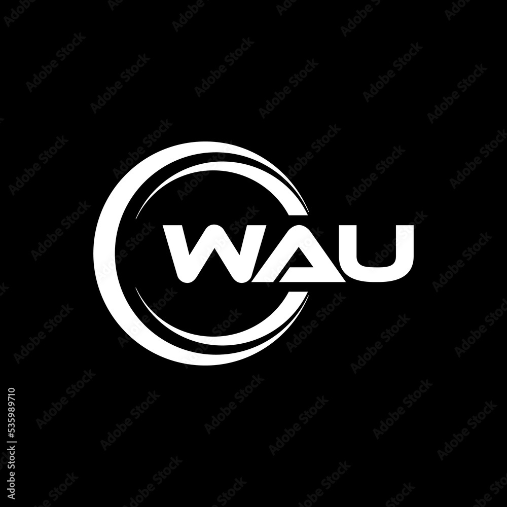 WAU letter logo design with black background in illustrator, cube logo ...
