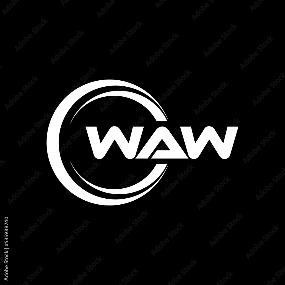 Vettoriale Stock WAW letter logo design with black background in ...