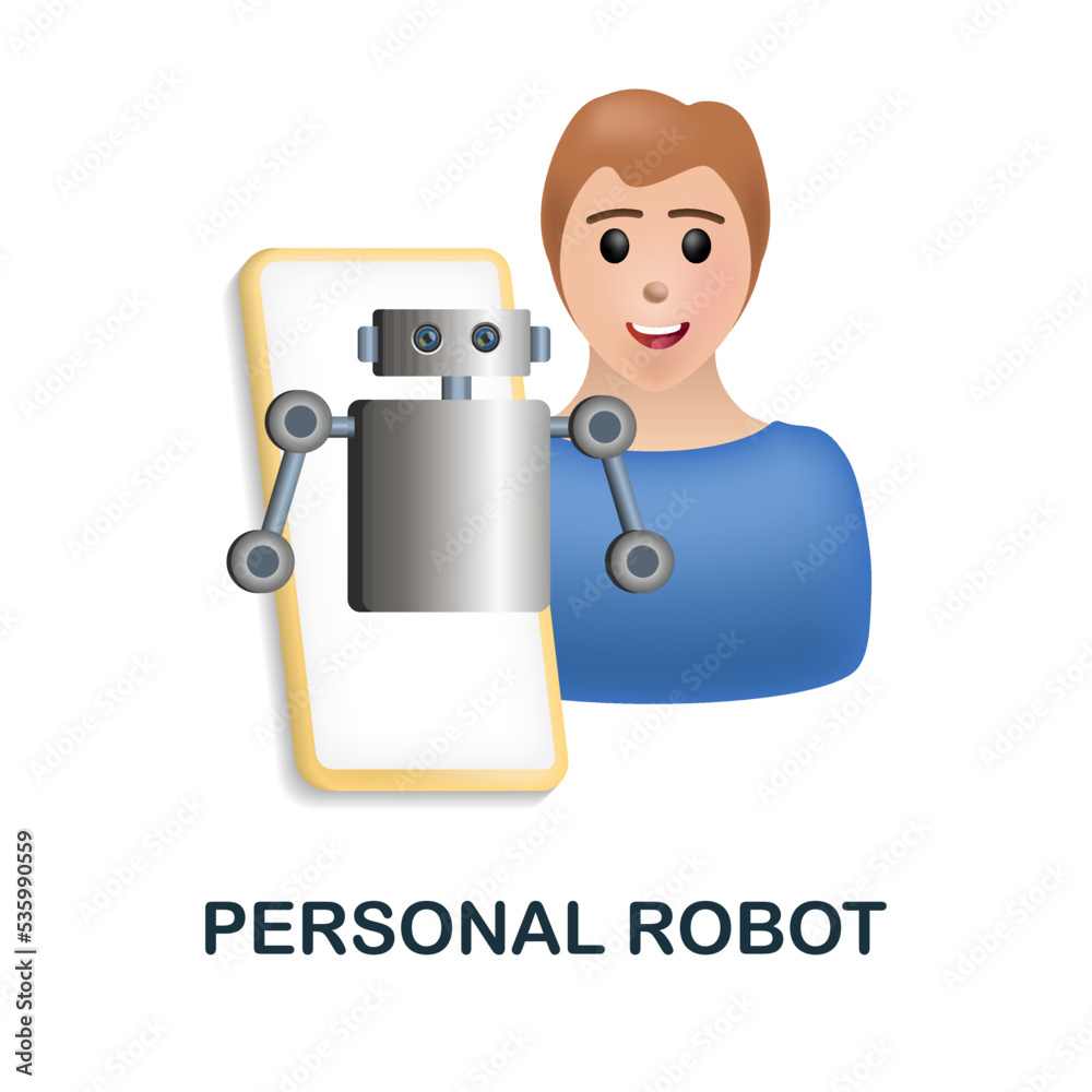 Personal Robot icon. 3d illustration from future technology collection ...