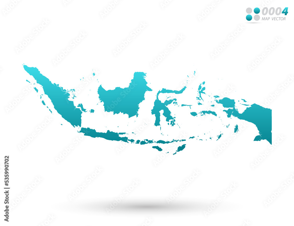 Vector blue gradient of Indonesia map on white background. Organized in ...
